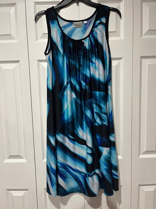 Avenue | Dresses | Avenue Blue Black Abstract Print Sleeveless Dress ...